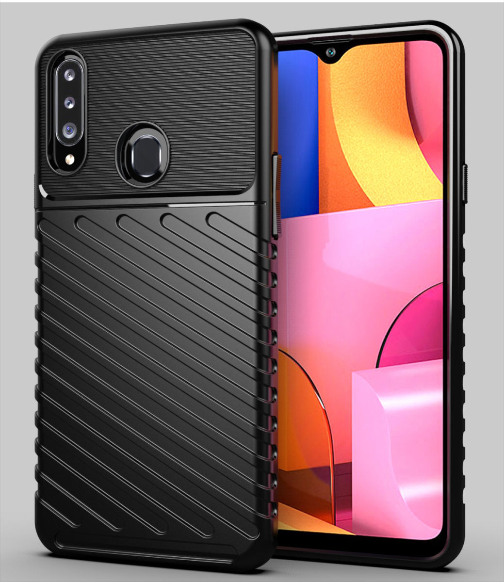 Samsung Galaxy A20s Hoesje Twill Thunder Texture Back Cover Zwart | gsmpunt