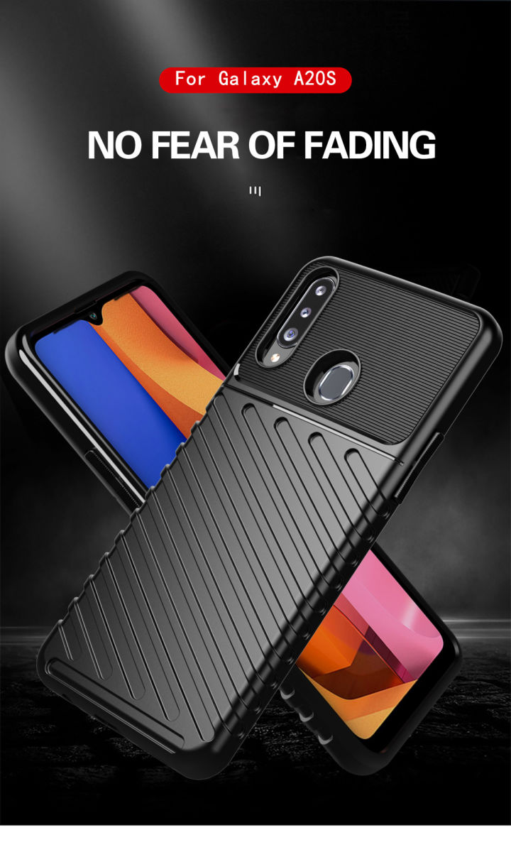 Samsung Galaxy A20s Hoesje Twill Thunder Texture Back Cover Blauw | gsmpunt