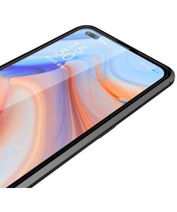 Oppo Reno 4 5G Hoesje Litchi Skin Back Cover Zwart | GSMpunt.nl