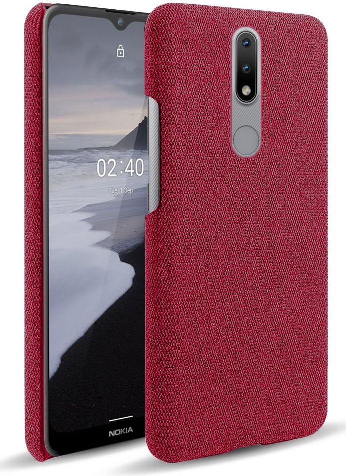 Nokia 2.4 Hoesje Stoffen Back Cover Rood | gsmpunt