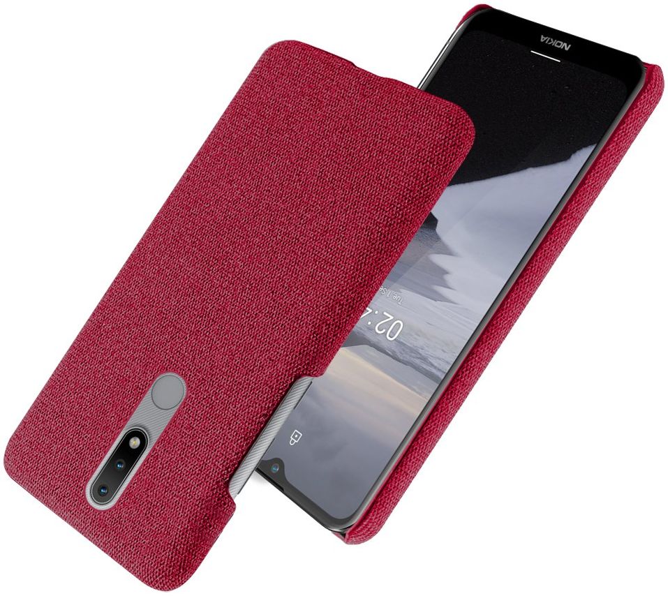 Nokia 2.4 Hoesje Stoffen Back Cover Rood | gsmpunt