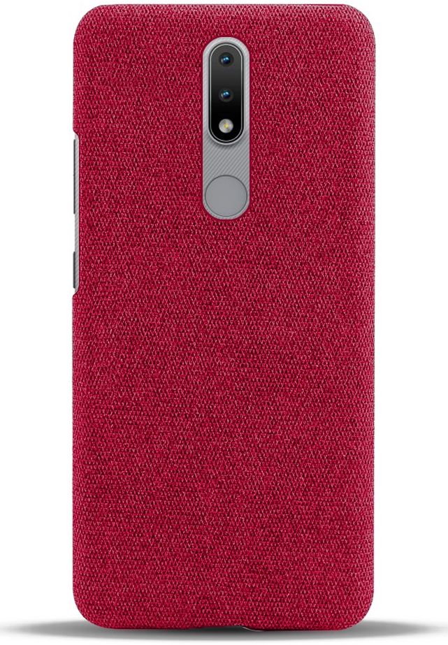Nokia 2.4 Hoesje Stoffen Back Cover Rood | gsmpunt