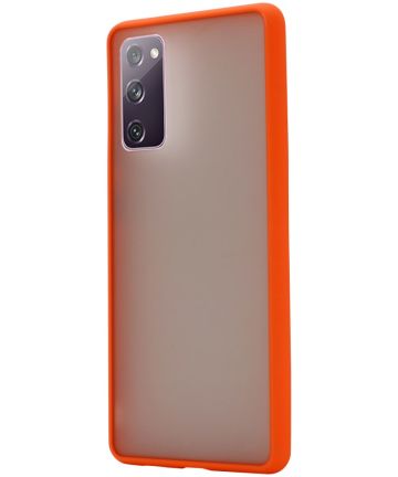 Samsung Galaxy S20 FE Hoesje Matte Transparant Hybride Oranje | GSMpunt.nl