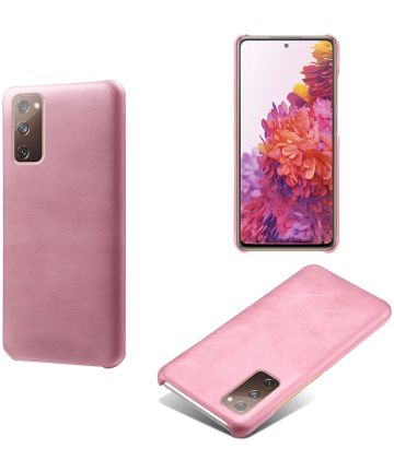 Samsung Galaxy S20 FE Hoesje Back Cover met Kunstleer Coating Roze ...