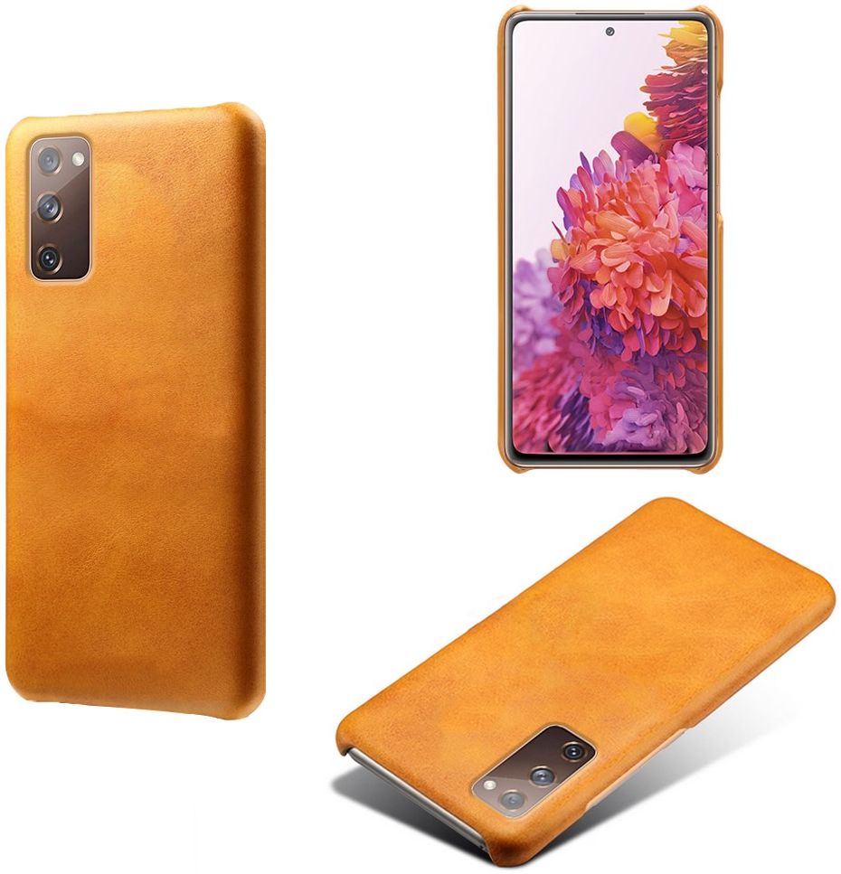 Samsung Galaxy S20 FE Hoesje Back Cover met Kunstleer Coating Oranje | GSMpunt.nl