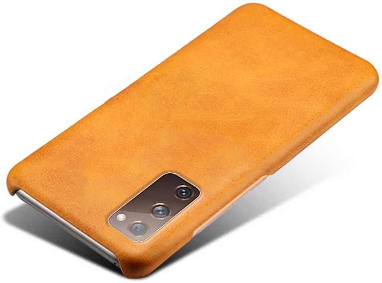 Samsung Galaxy S20 FE Hoesje Back Cover met Kunstleer Coating Oranje | GSMpunt.nl