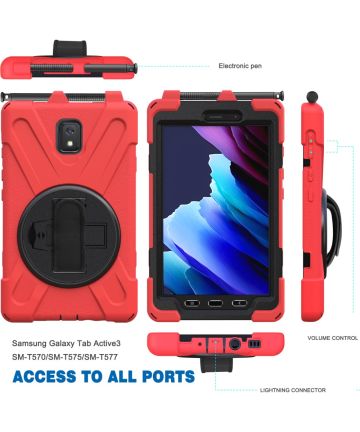 Samsung Galaxy Tab Active 3 Kickstand Hoesje Met Handriem Rood | GSMpunt.nl