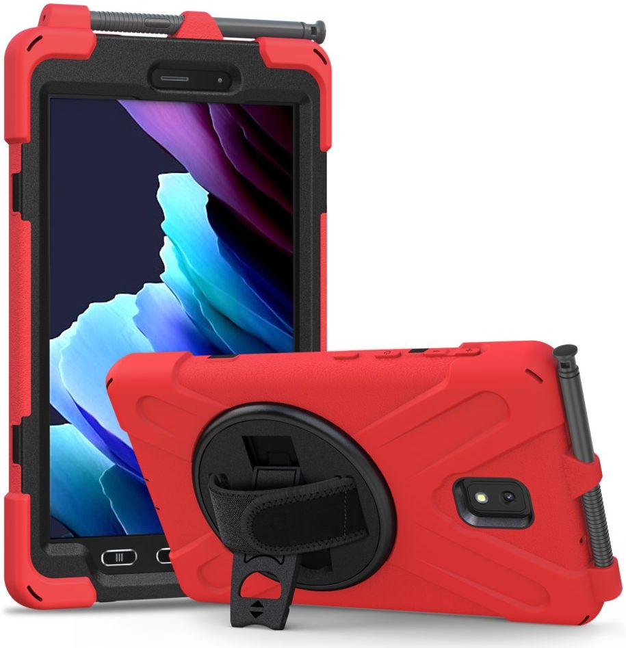 Samsung Galaxy Tab Active 3 Kickstand Hoesje Met Handriem Rood | gsmpunt