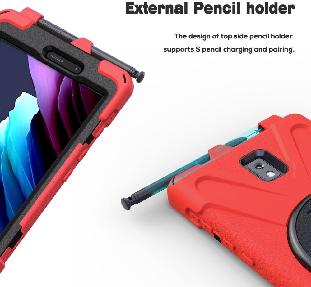 Samsung Galaxy Tab Active 3 Kickstand Hoesje Met Handriem Rood | gsmpunt