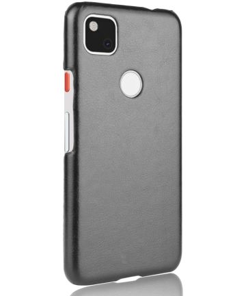 Google Pixel 4A Hoesje Litchi Skin Back Cover Zwart | GSMpunt.nl