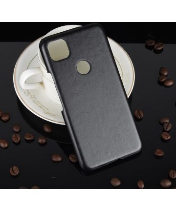 Google Pixel 4A Hoesje Litchi Skin Back Cover Zwart | GSMpunt.nl