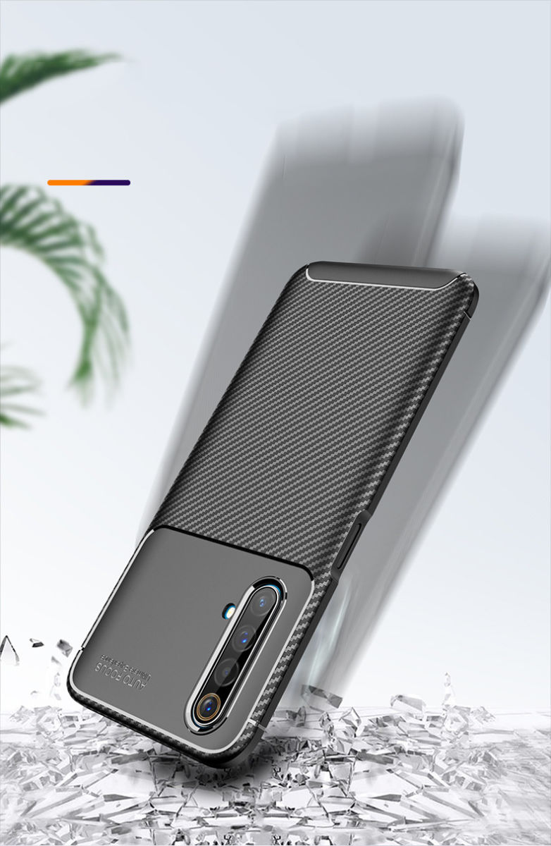 Realme X50 Hoesje Siliconen Carbon TPU Back Cover Blauw | gsmpunt