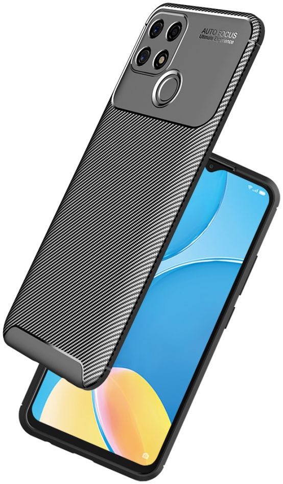 Oppo A15 Hoesje Geborsteld TPU Flexibele Back Cover Zwart | GSMpunt.nl