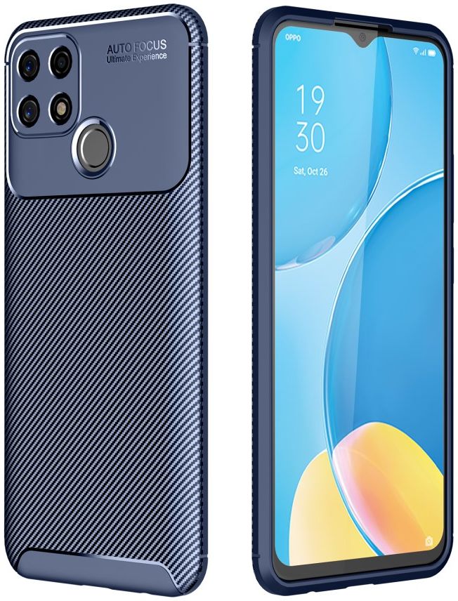 Oppo A15 Hoesje Geborsteld TPU Flexibele Back Cover Blauw | gsmpunt
