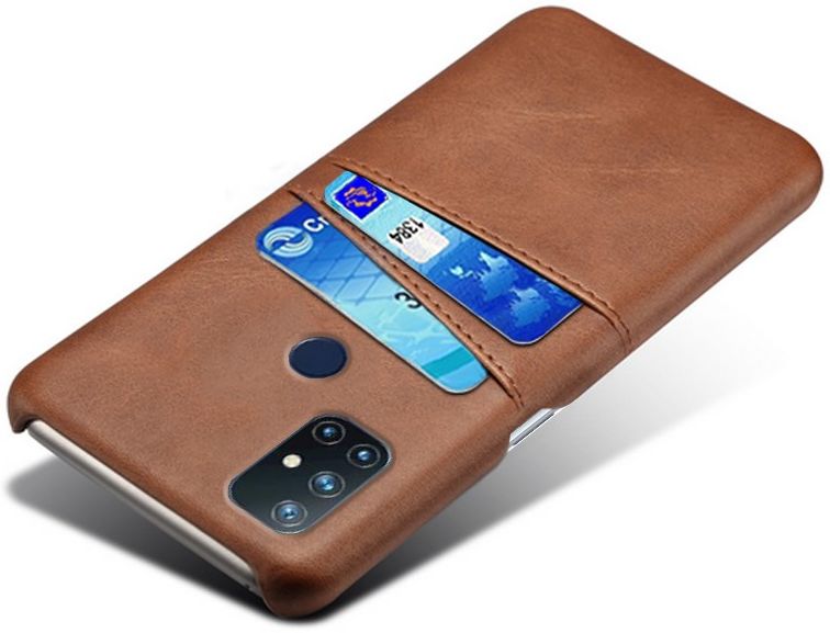 OnePlus Nord N10 Hoesje Back Cover met Kaarthouder Bruin | GSMpunt.nl