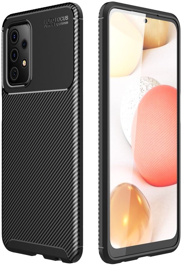 Samsung Galaxy A72 Hoesje Siliconen Carbon TPU Back Cover Zwart | gsmpunt