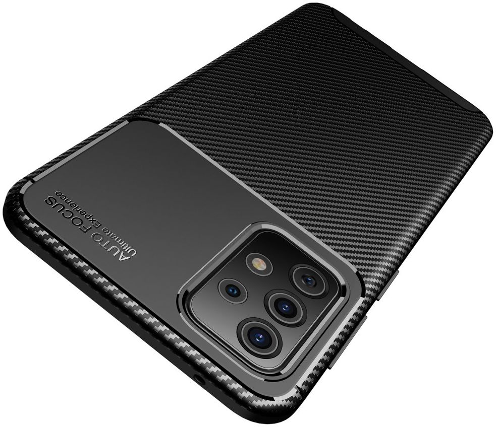 Samsung Galaxy A72 Hoesje Siliconen Carbon TPU Back Cover Zwart | gsmpunt
