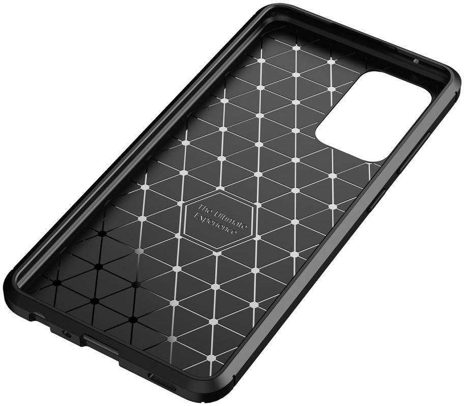 Samsung Galaxy A72 Hoesje Siliconen Carbon TPU Back Cover Zwart | gsmpunt