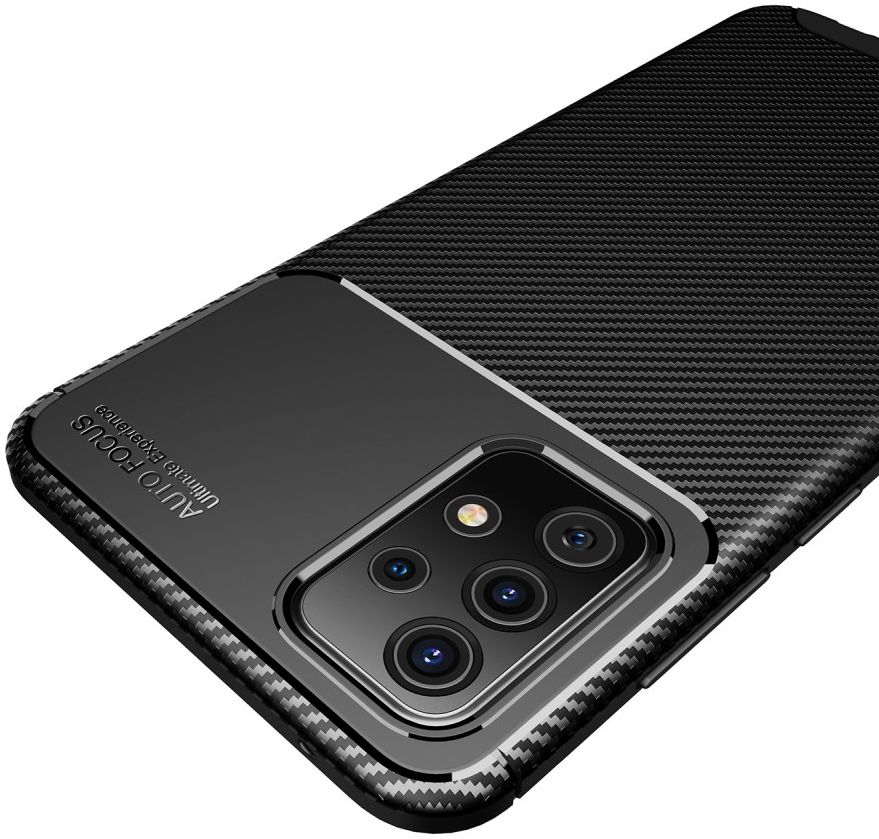 Samsung Galaxy A72 Hoesje Siliconen Carbon TPU Back Cover Zwart | gsmpunt