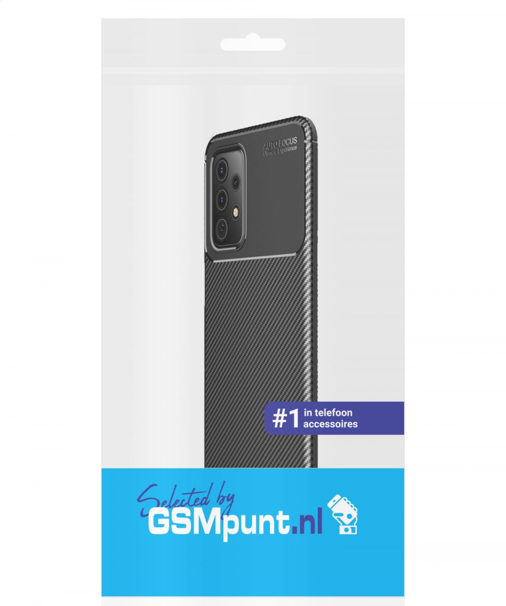 Samsung Galaxy A72 Hoesje Siliconen Carbon TPU Back Cover Zwart | gsmpunt
