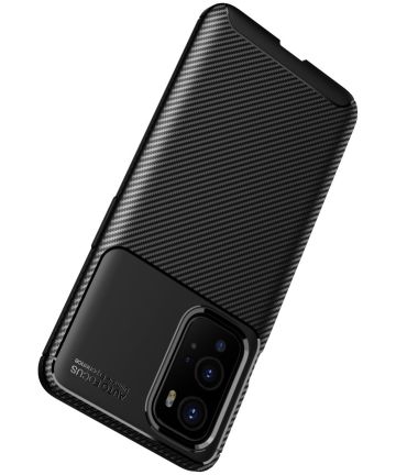 OnePlus 9 Pro Hoesje Siliconen Carbon TPU Back Cover Zwart | GSMpunt.nl