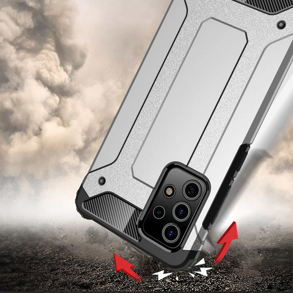 Samsung Galaxy A72 Hoesje Shock Proof Hybride Back Cover Zwart | gsmpunt