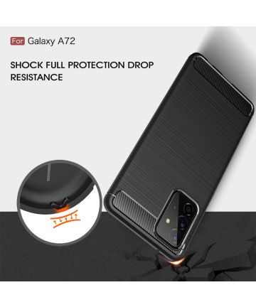 Samsung Galaxy A72 Hoesje Geborsteld TPU Flexibele Back Cover Zwart ...