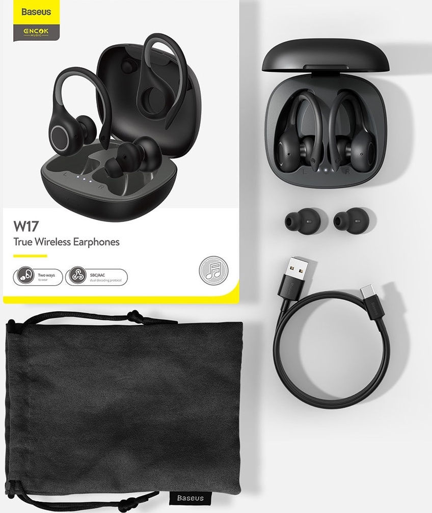 Baseus Encok W17 TWS Draadloze Bluetooth Oordopjes Zwart | GSMpunt.nl