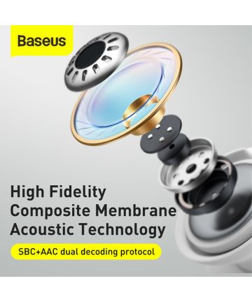 Baseus Encok W17 TWS Draadloze Bluetooth Oordopjes Wit | GSMpunt.nl