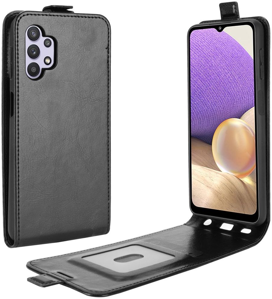 Samsung Galaxy A32 5G Hoesje Verticale Flip Wallet Case Zwart | gsmpunt