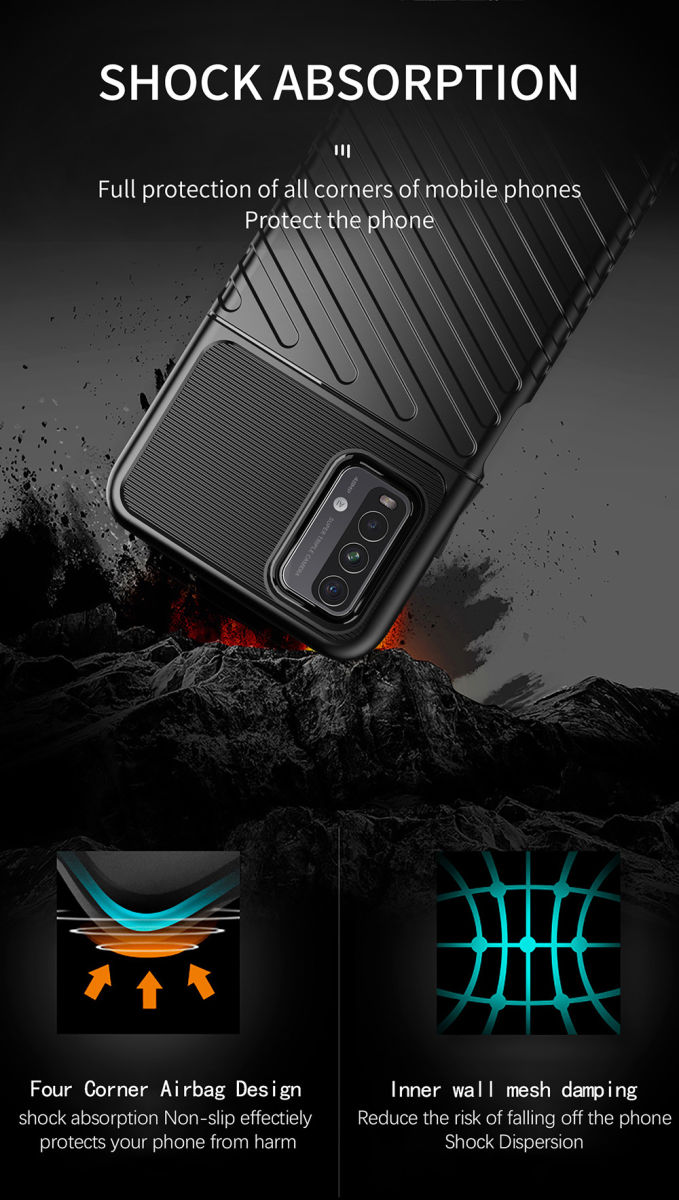 Xiaomi Redmi 9T Thunder Series Hoesje Back Cover TPU Blauw | gsmpunt