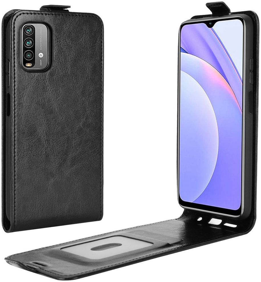 Xiaomi Redmi 9T Hoesje Verticale Flip Wallet Case Zwart | GSMpunt.nl