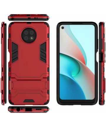 Xiaomi Redmi Note 9T Hoesje Hybride Back Cover met Kickstand Rood ...