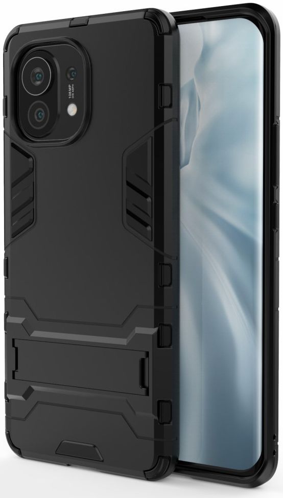 Xiaomi Mi 11 Hoesje Hybride Back Cover met Kickstand Zwart | GSMpunt.nl