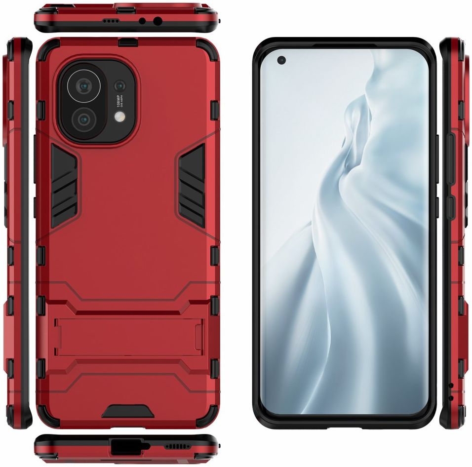 Xiaomi Mi 11 Hoesje Hybride Back Cover met Kickstand Rood | GSMpunt.nl