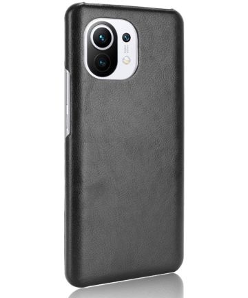 Xiaomi Mi 11 Hoesje met Kunstlederen Back Cover Zwart | GSMpunt.nl