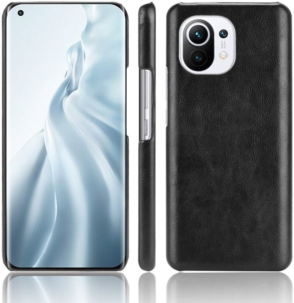 Xiaomi Mi 11 Hoesje met Kunstlederen Back Cover Zwart | GSMpunt.nl