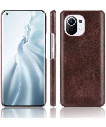 Xiaomi Mi 11 Hoesje met Kunstlederen Back Cover Bruin | GSMpunt.nl