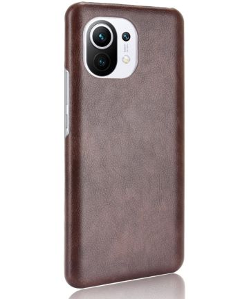 Xiaomi Mi 11 Hoesje met Kunstlederen Back Cover Bruin | GSMpunt.nl