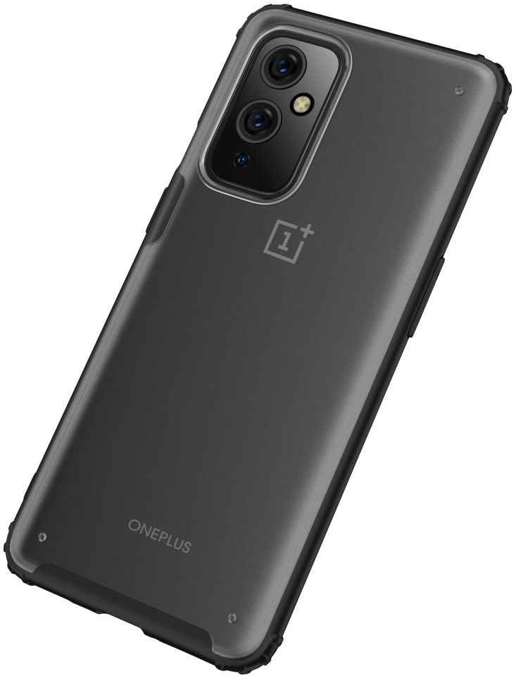 OnePlus 9 Hoesje TPU Hybride Back Cover Mat Transparant Zwart | GSMpunt.nl