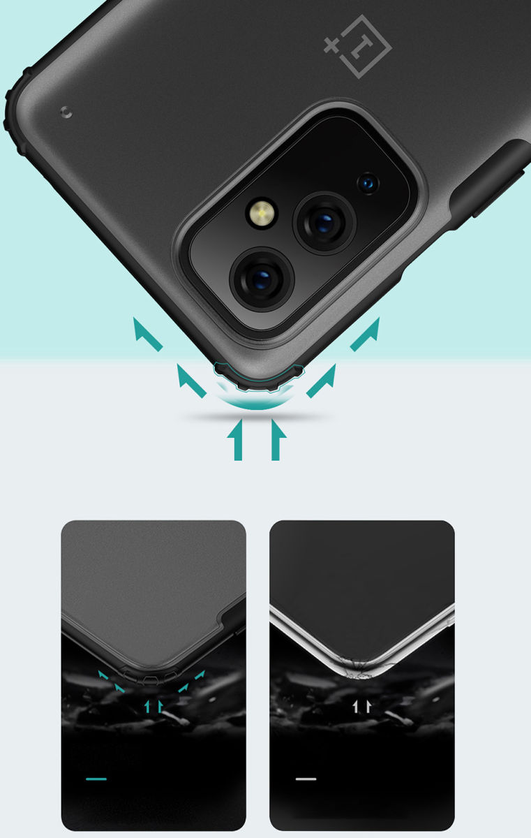 OnePlus 9 Hoesje TPU Hybride Back Cover Mat Transparant Zwart | GSMpunt.nl