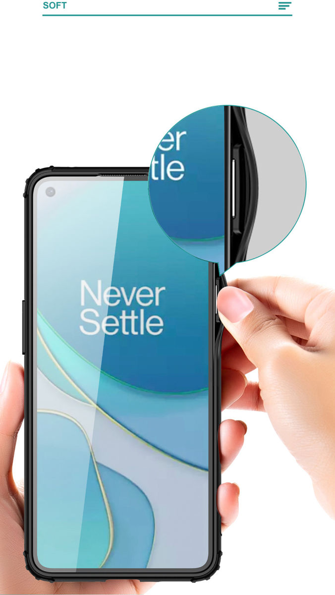 OnePlus 9 Hoesje TPU Hybride Back Cover Mat Transparant Zwart | GSMpunt.nl