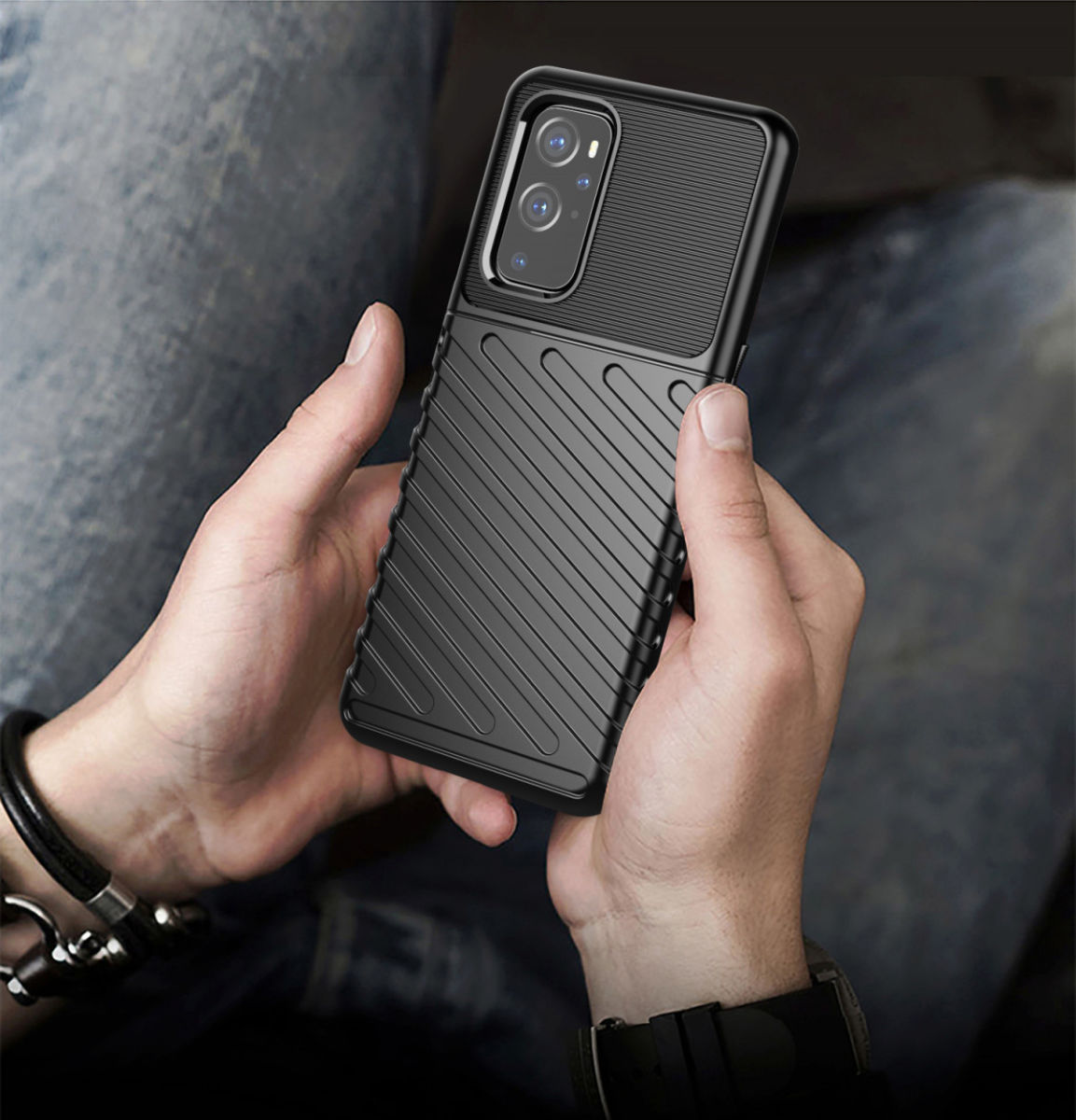 OnePlus 9 Pro Hoesje Twill Thunder Texture Back Cover Blauw | GSMpunt.nl