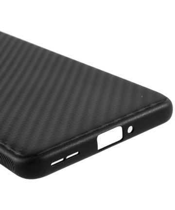 OnePlus 9 Hoesje Dun TPU Carbon Fiber Back Cover Zwart | GSMpunt.nl