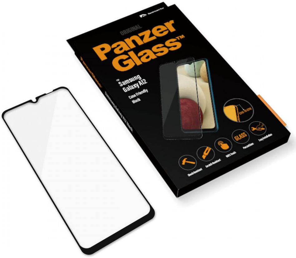 PanzerGlass Samsung Galaxy A12 Screen Protector Case Friendly Zwart ...