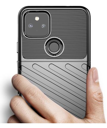 Google Pixel 5a Hoesje Twill Thunder Texture TPU Back Cover Blauw ...