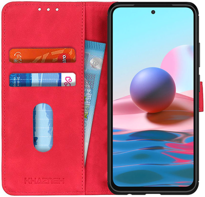 Xiaomi Redmi Note 10 / 10S Hoesje Retro Wallet Book Case Rood | GSMpunt.nl