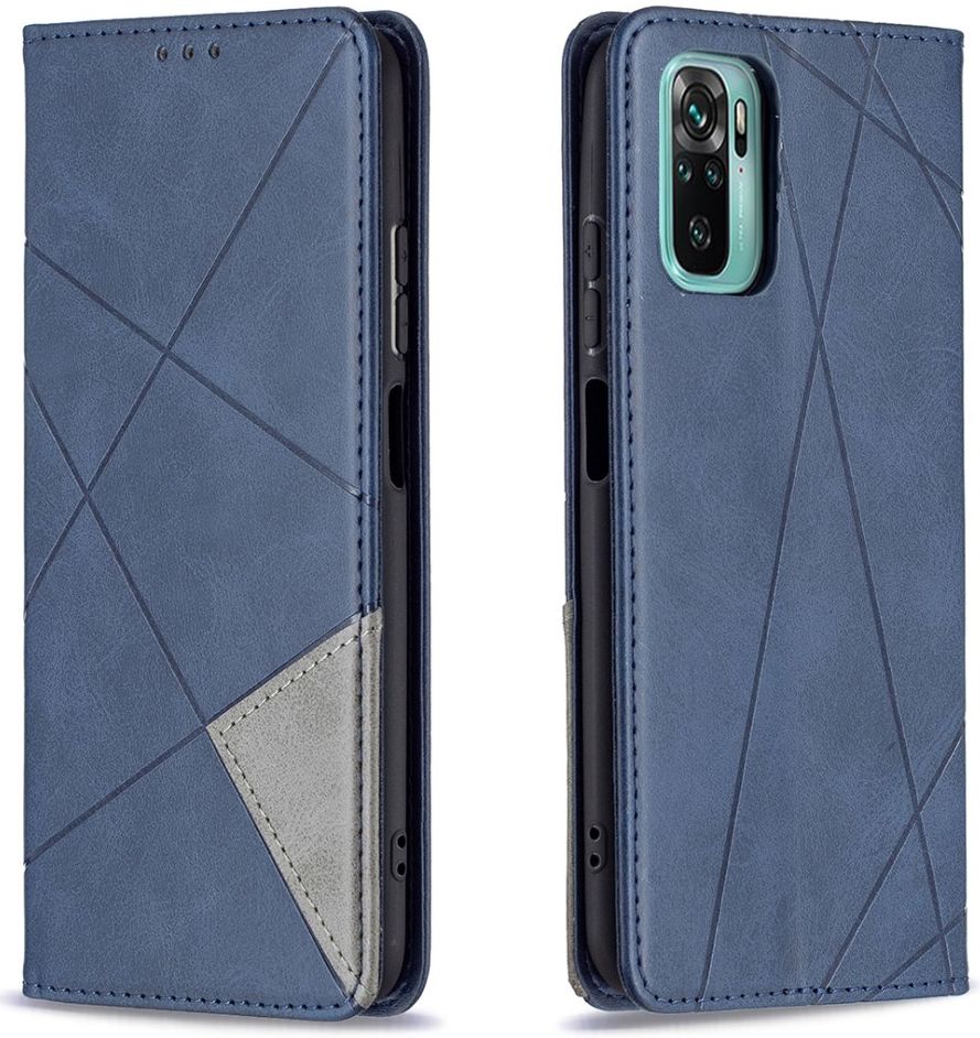 Xiaomi Redmi Note 10/10S Hoesje Portemonnee Book Case Geometrie Blauw ...