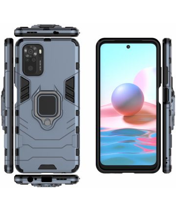 Xiaomi Redmi Note 10/10S Hoesje Hybride Back Cover met Kickstand Blauw ...