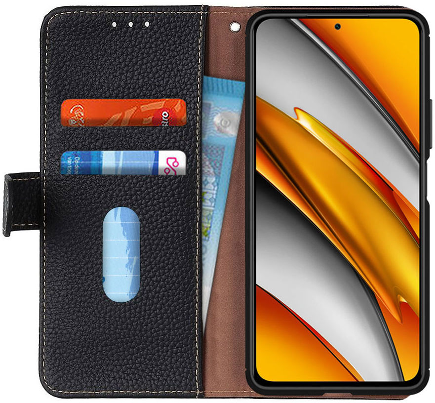 Xiaomi Poco F3 / Mi 11i Hoesje Wallet Book Case Echt Leer Zwart | gsmpunt